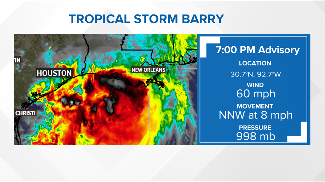 Tropical Storm Barry track: Interactive map and expected rainfall ...