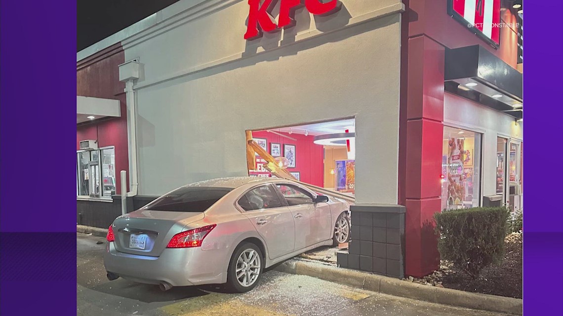 Video shows aftermath of chase that ended in crash into KFC restaurant ...