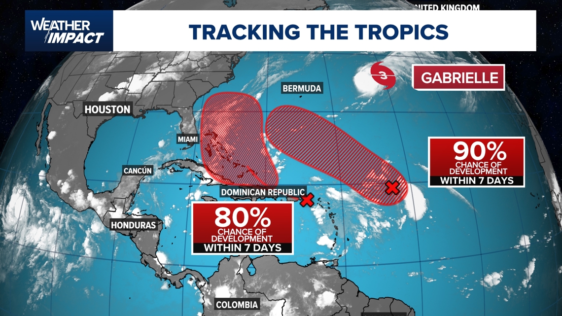 Tropical update: Tracking Hurricane Gabrielle and two waves in the ...
