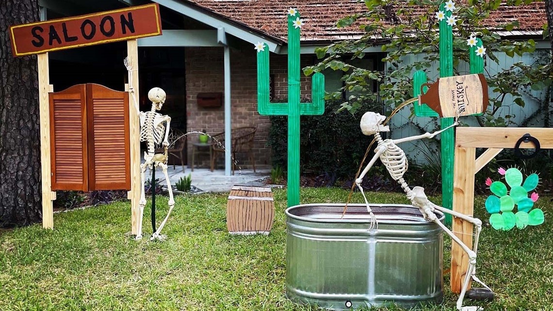 Elaborate skeletons display in west Houston changes daily | khou.com