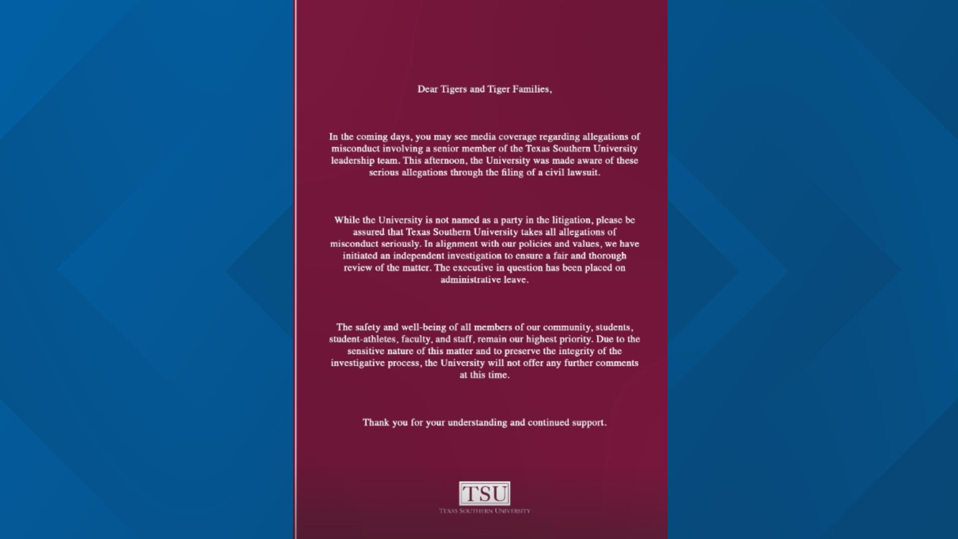 TSU athletic director accused of sexually assaulting staff member in ...