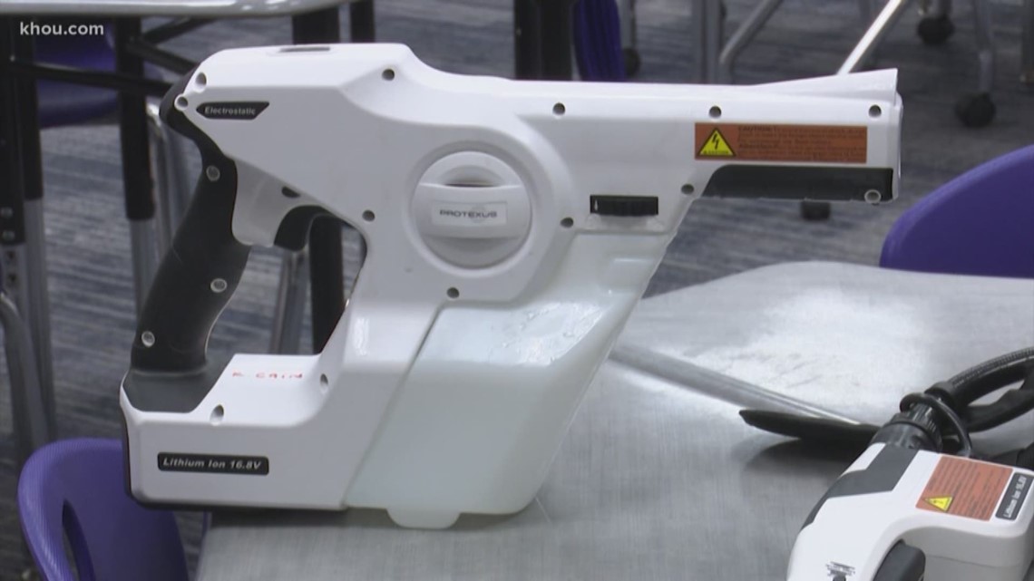Klein ISD using Protexus electrostatic sprayer to fight the flu | khou.com