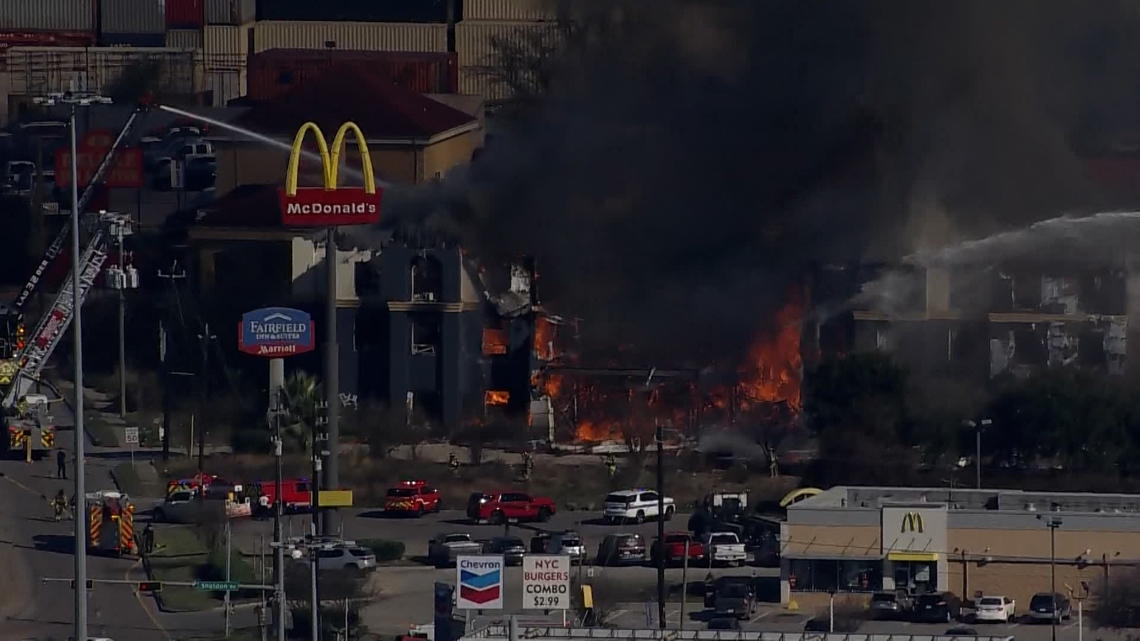 Large fire burning at hotel near Channelview | khou.com