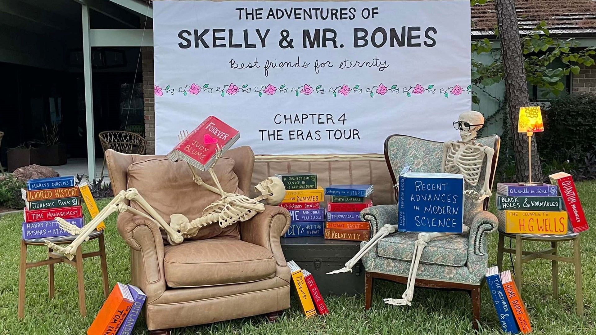 Elaborate skeletons display in west Houston changes daily | khou.com