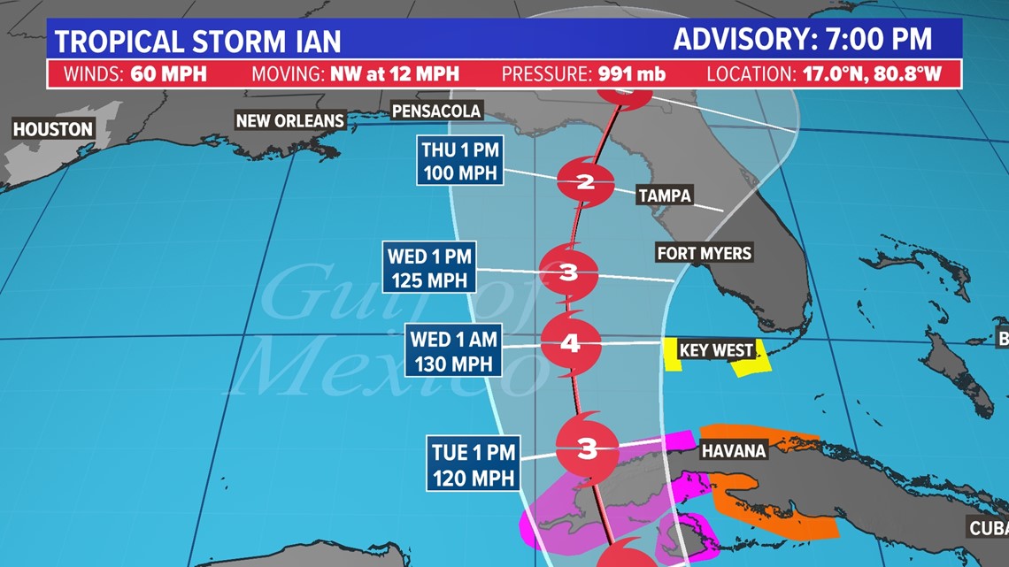 Tropical Storm Ian update: Forecast track moves east again with ...