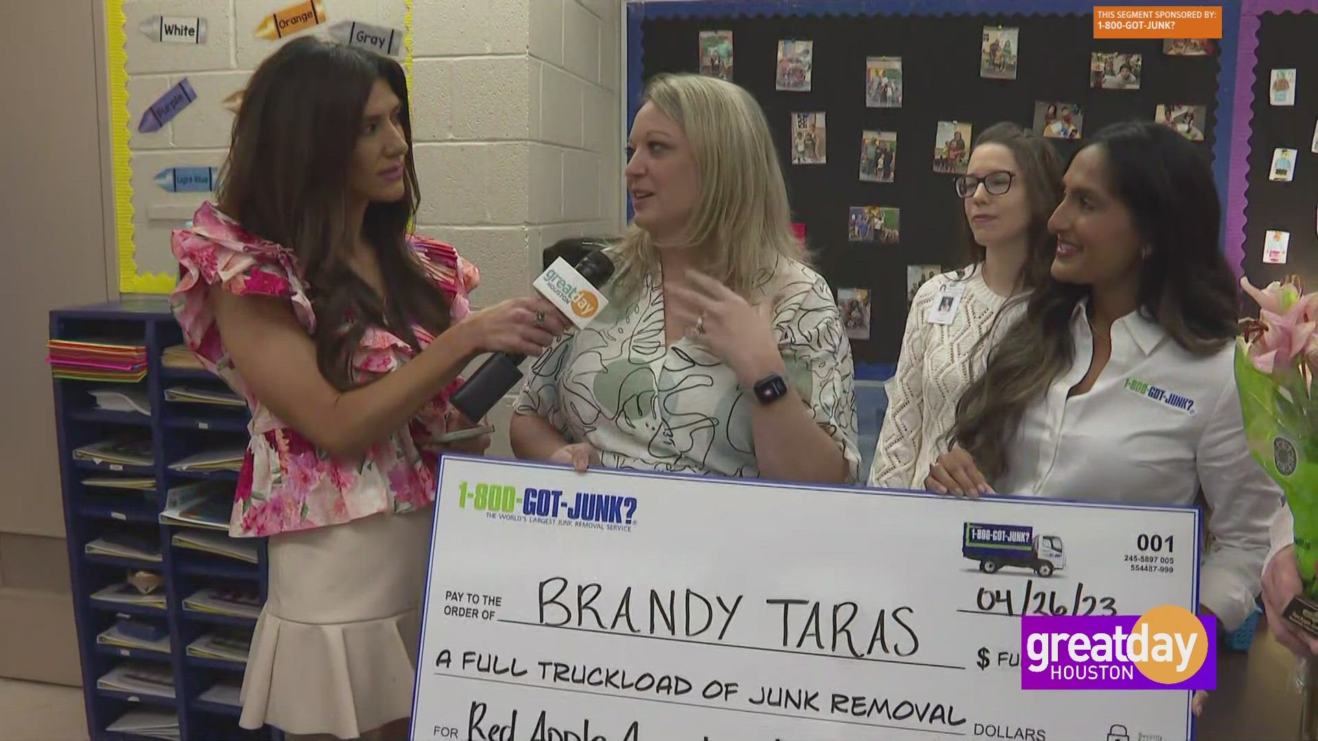 Mrs. Taras at New Caney Elementary receives for 1-800-GOT-JUNK? RED ...