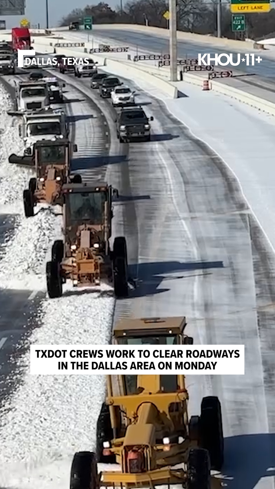 TxDOT crews clear snow off Dallas roadways following winter storm ...