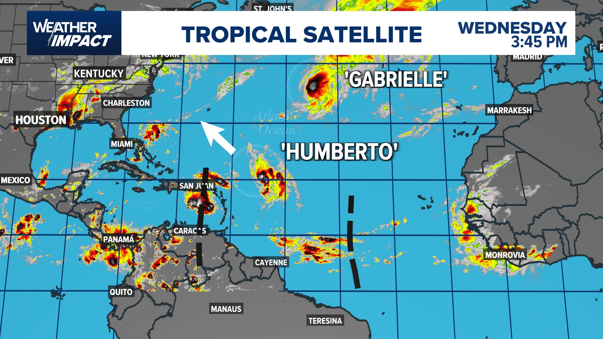The Fujiwhara Effect: Could Tropical Storm Humberto and a wave interact ...