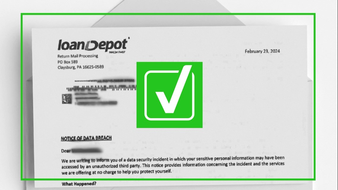 Letters notifying loanDepot customers of a data breach are real | khou.com