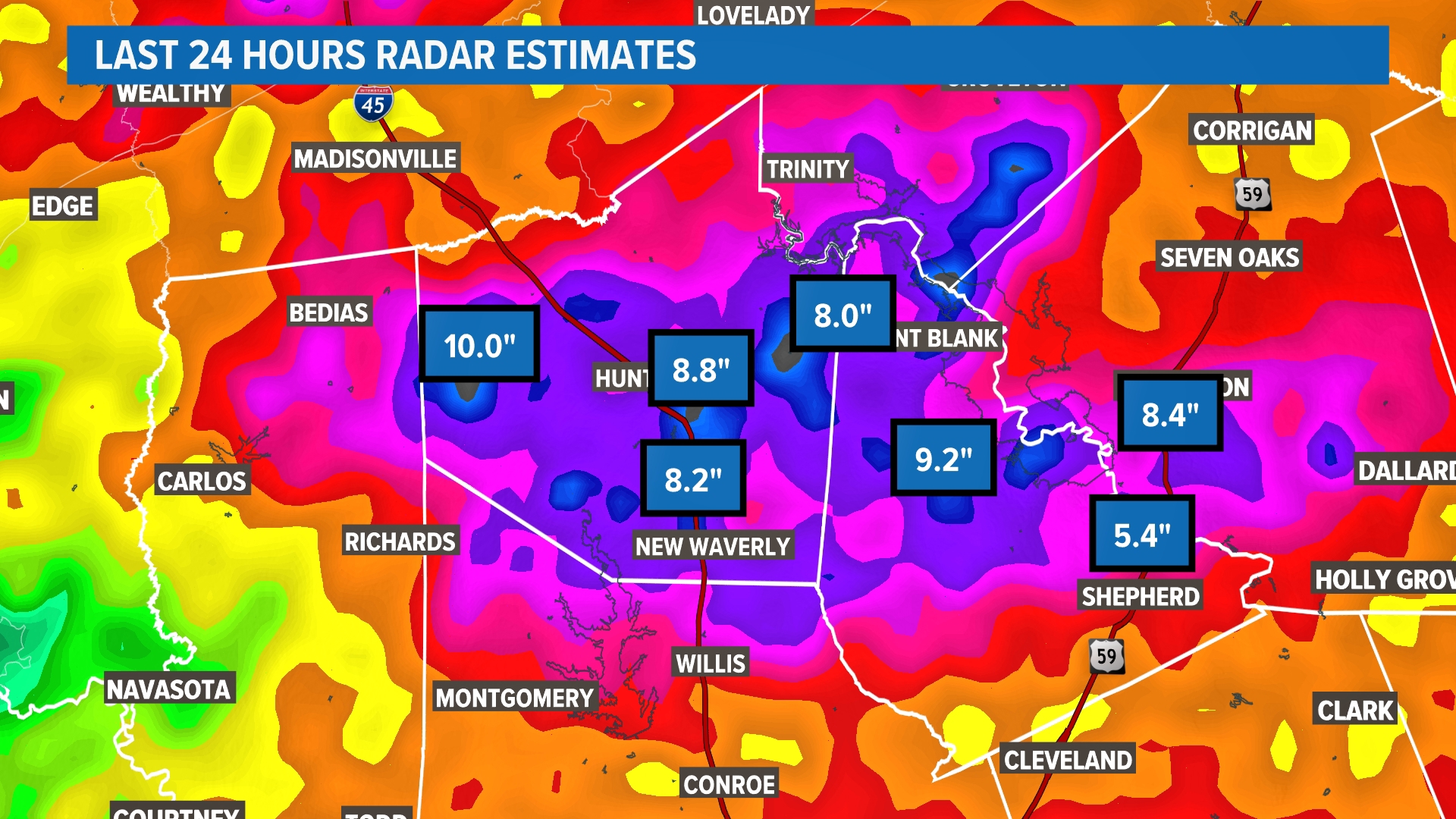 Houston, Texas area ranfall totals: How much rain in 24 hours? | khou.com