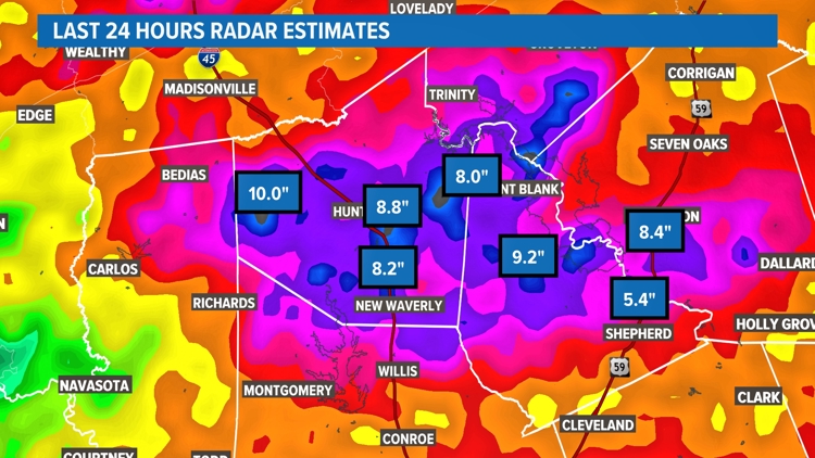 Houston, Texas area ranfall totals: How much rain in 24 hours? | khou.com