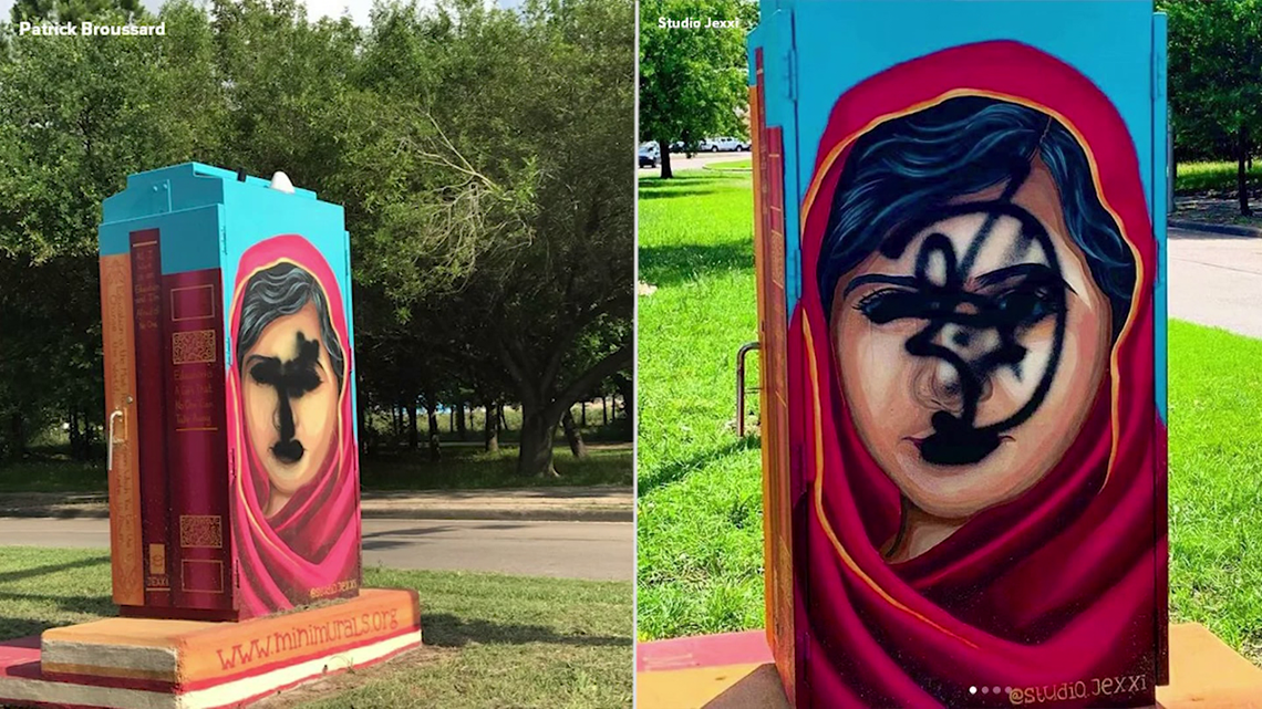 Malala Yousafzai mini mural vandalized for a second time | khou.com