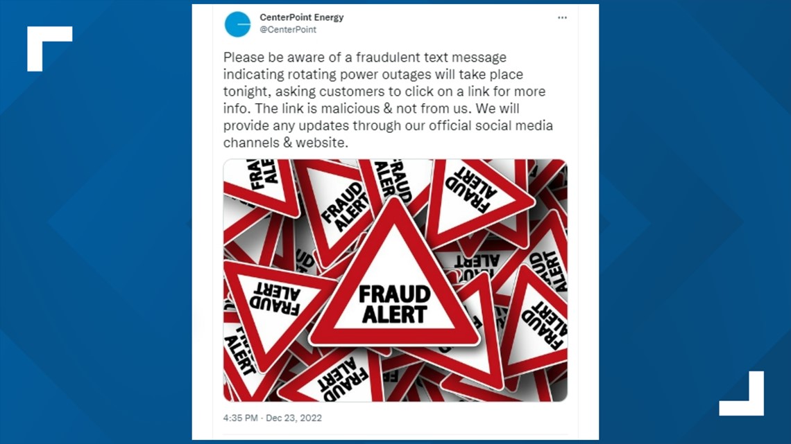 CenterPoint warns of fraudulent text messages about outages | khou.com