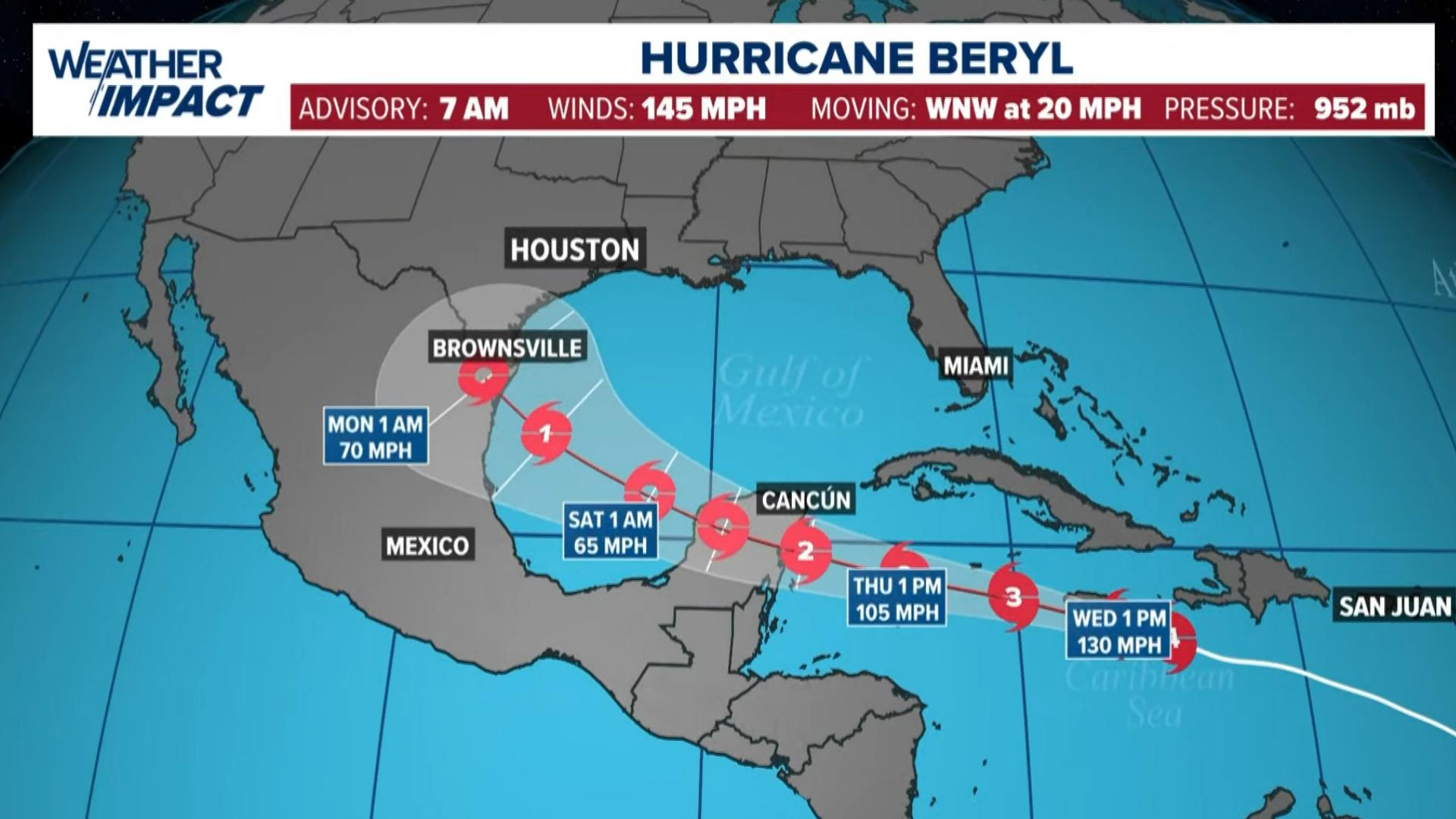 Hurricane Beryl tracker and spaghetti models, projected path | khou.com