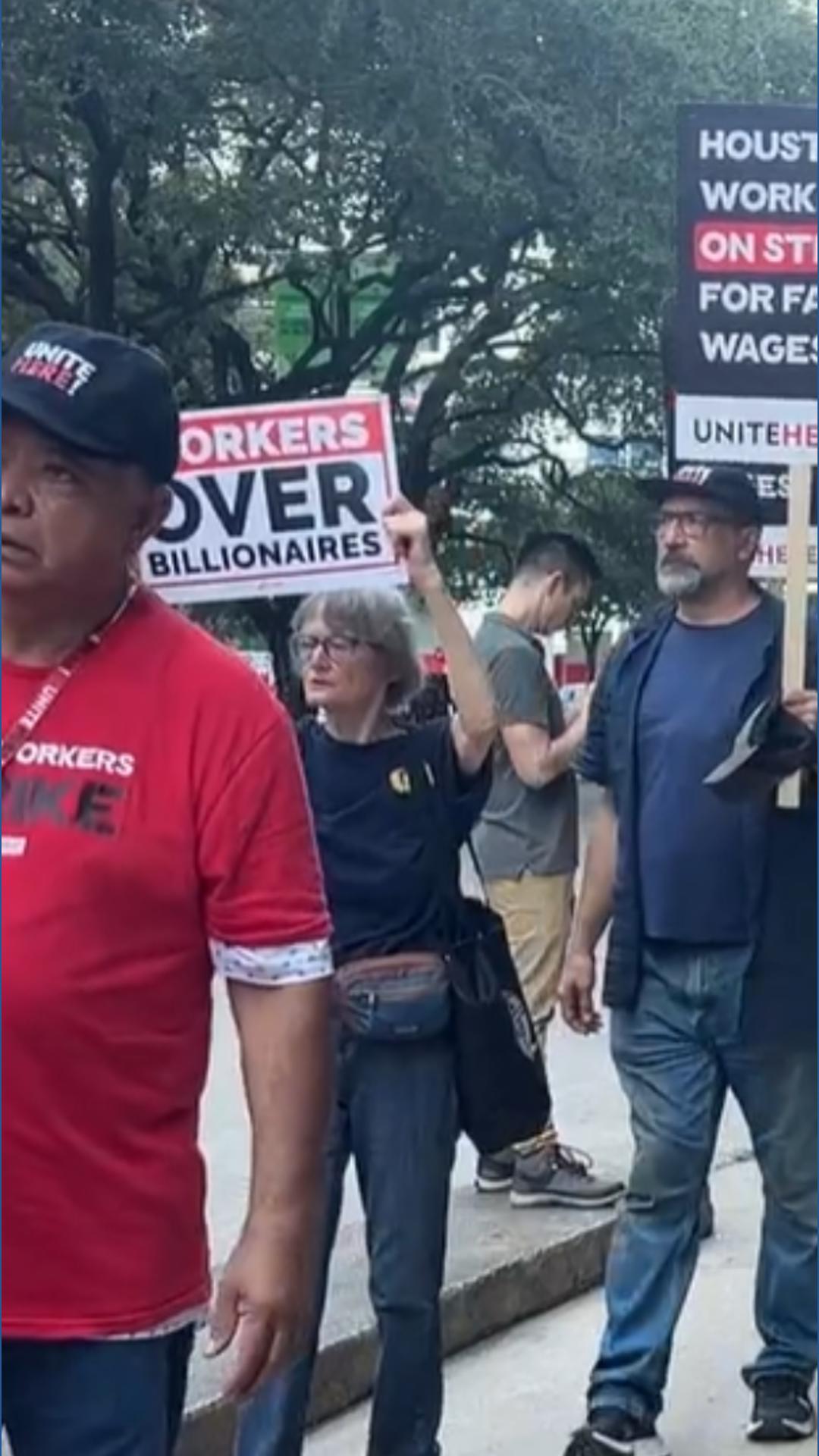 Hilton Americas hotel workers strike in Houston | khou.com