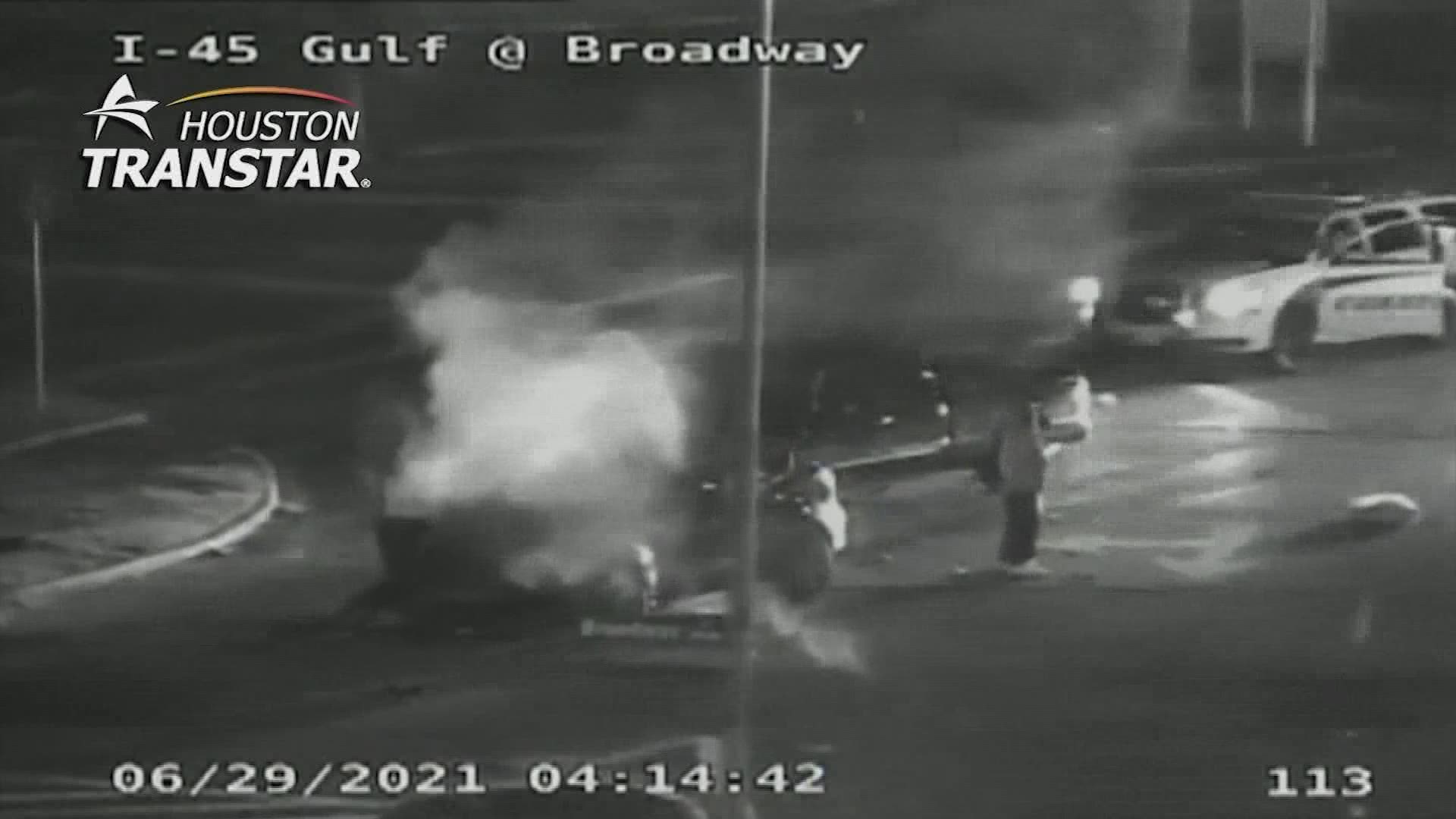 I-45 chase early Tuesday: Suspect in custody, woman hurt | khou.com