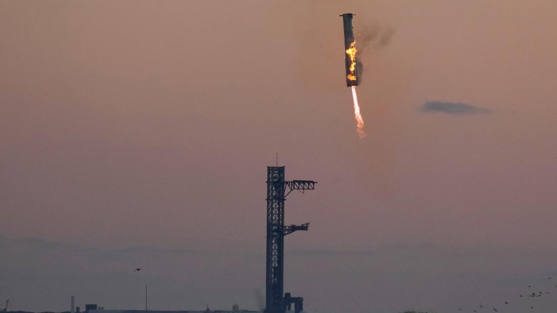 SpaceX Starship launch: Mechanical arms catch rocket booster back at ...