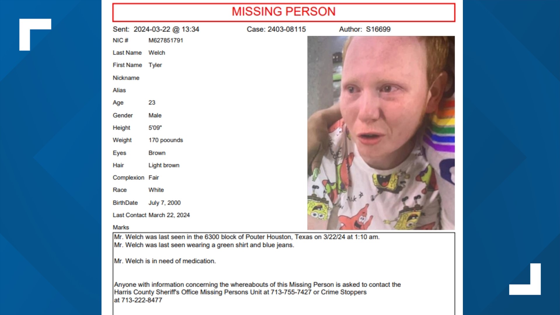 Houston missing man: 23-year-old man last seen in SW Harris Co. | khou.com