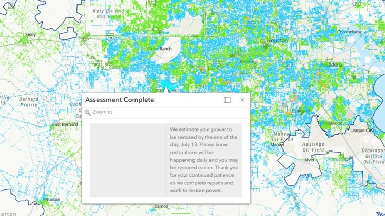 CenterPoint map shows estimates for power restoration | khou.com