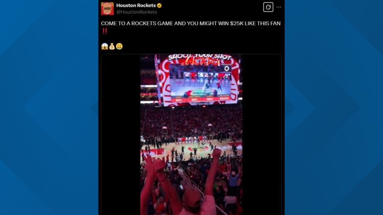 Houston Rockets fan makes half-court shot for $25,000 | khou.com