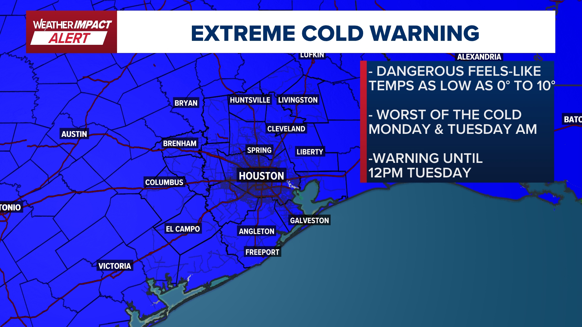 Weather Impact Alert extended into Tuesday morning due to extreme cold ...