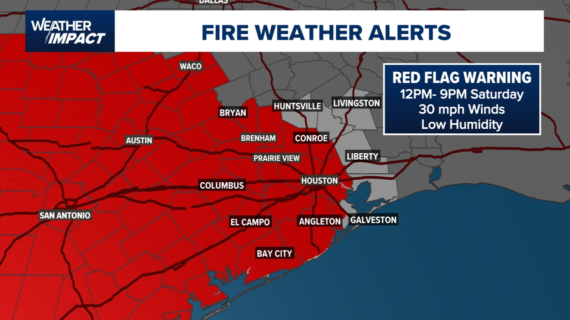 Red flag warning for Houston Area, Southeast Texas, output ...