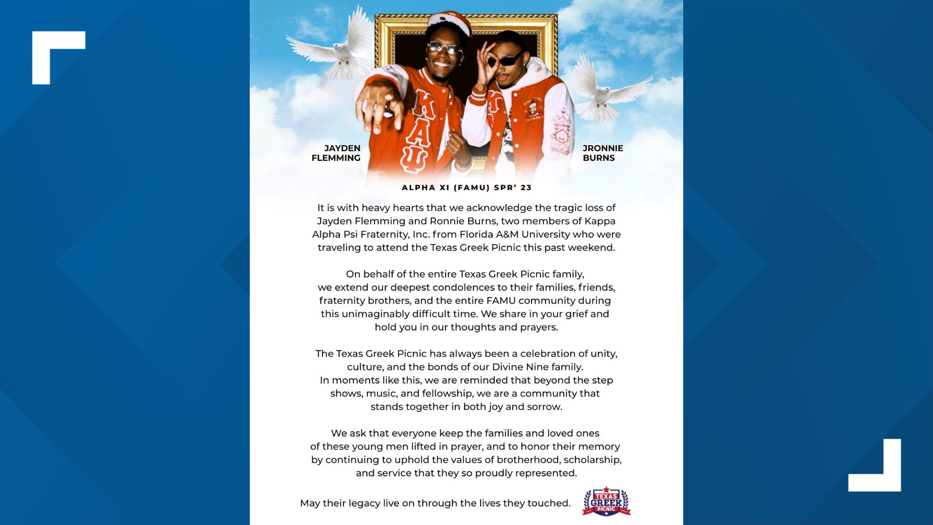 Frat brothers Jayden Flemming and Ronnie Burns II killed in crash in ...