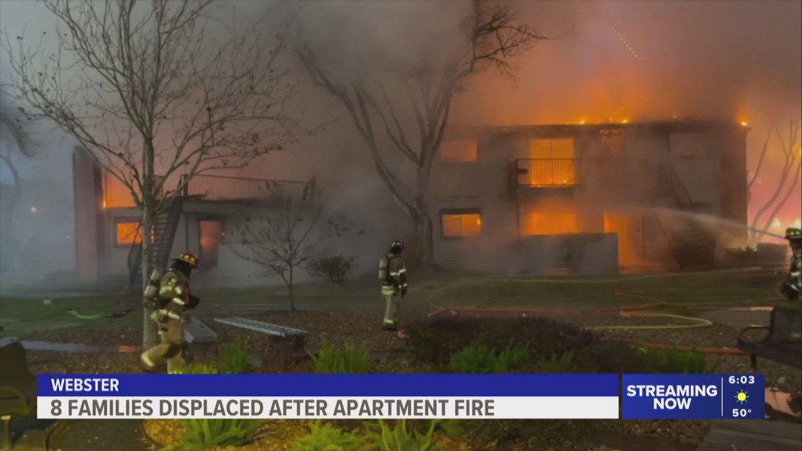 8 families in Webster displaced after apartment fire in Webster | khou.com