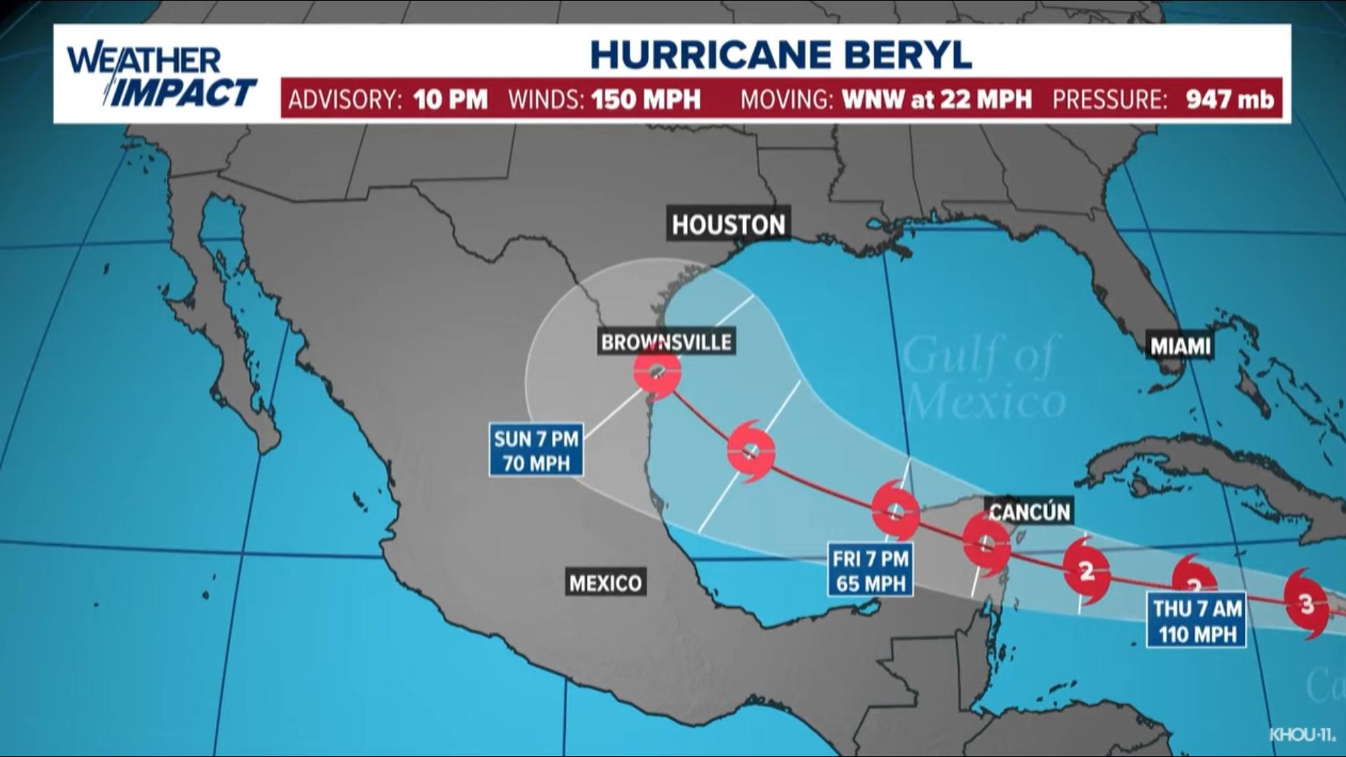 Tropical 10 p.m. update: Hurricane Beryl remains a Cat. 4 storm, winds ...