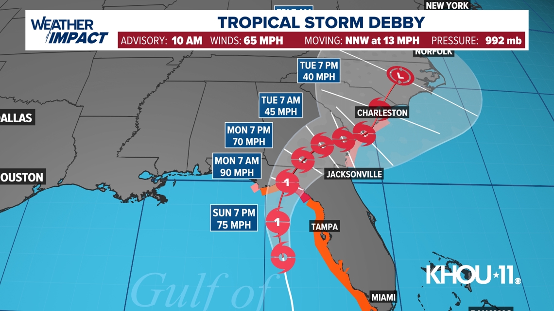 Tropical Storm Debby update: Forecast track, projected path | khou.com