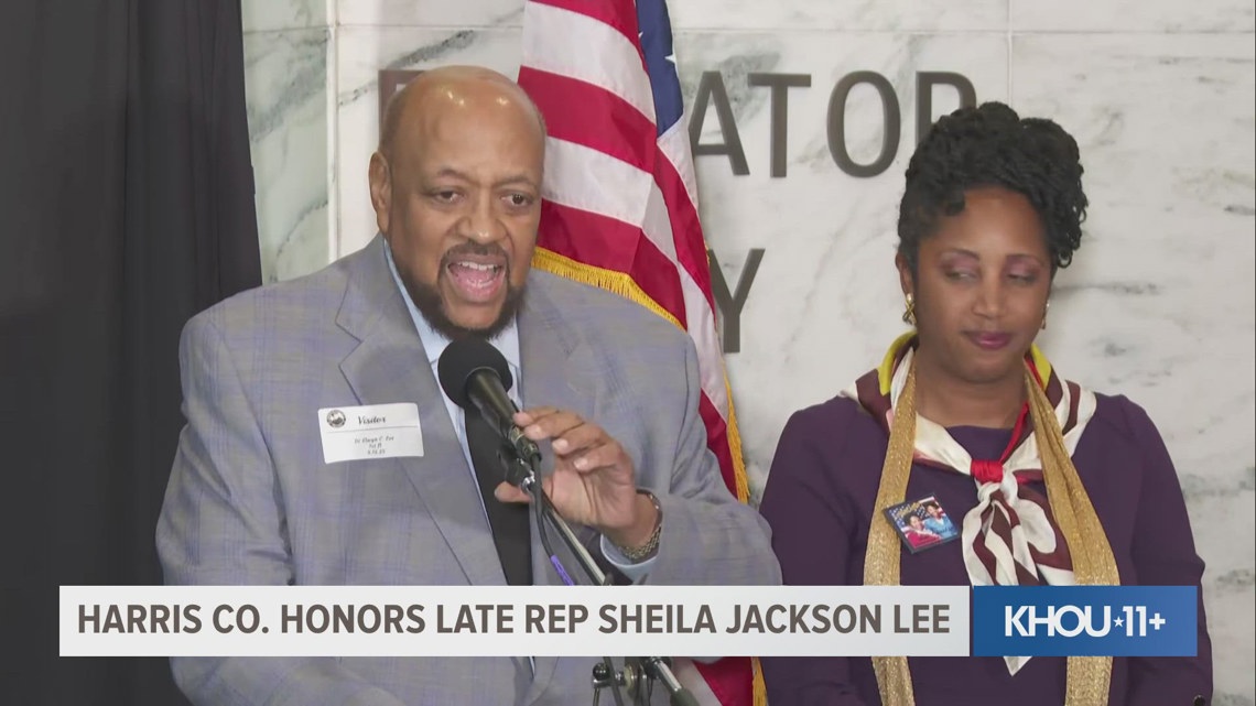 Harris County leaders, family rename downtown Houston building after late Rep. Sheila Jackson ...
