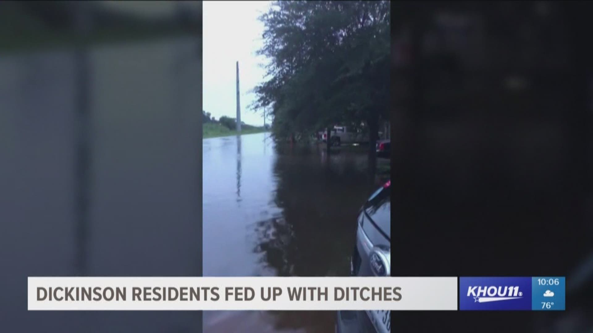 Dickinson homeowners clean clogged ditches, fear more flooding | khou.com