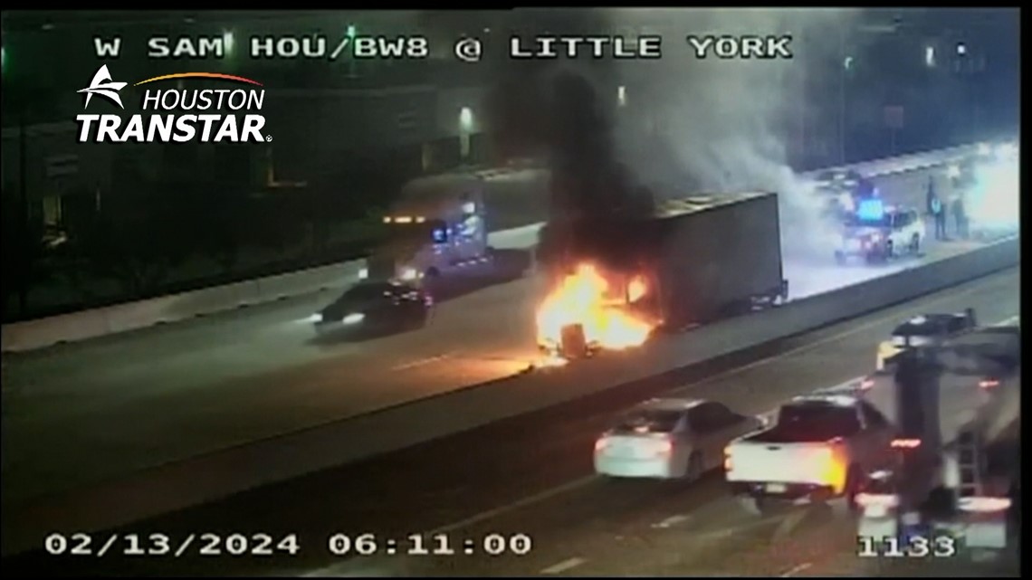 Houston, Texas traffic: Semi-truck on fire on Beltway 8 | khou.com