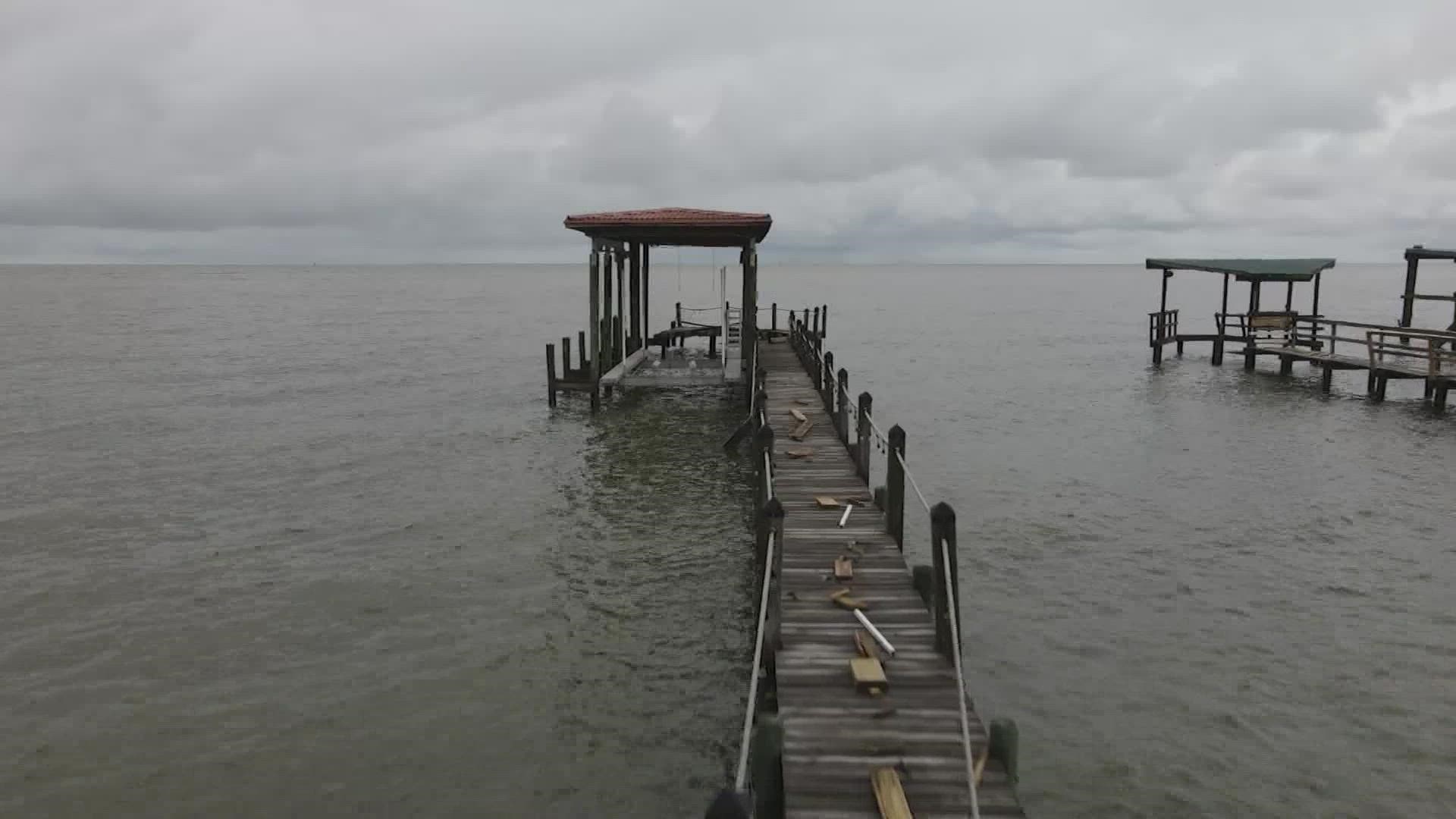 Drone video of Nicholas damage in Kemah, Clear Lake Shores | khou.com