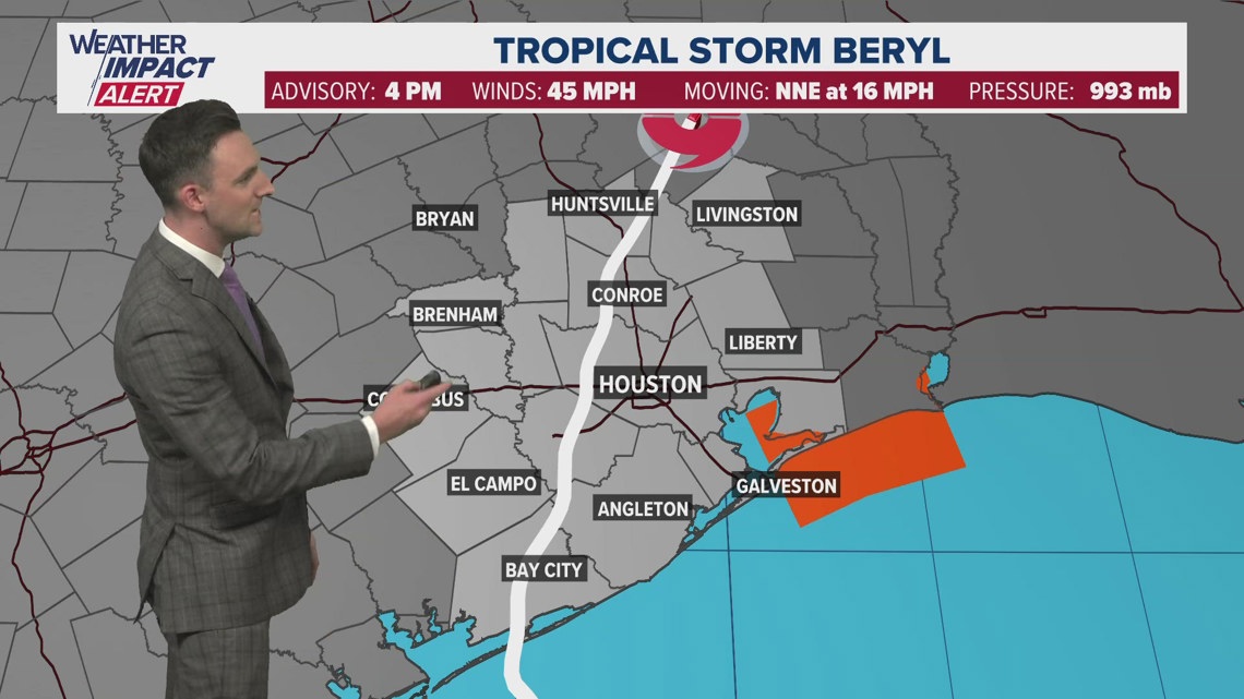 Tracking Beryl's path | Mon 4p update | khou.com