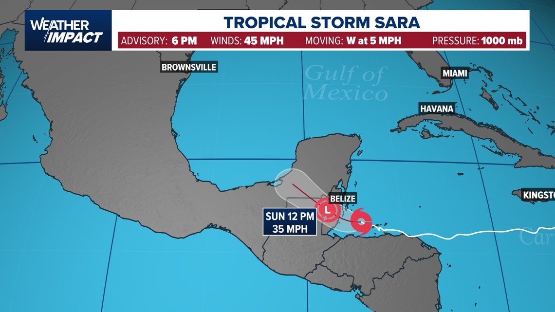 Tropical update: Tracking Tropical Storm Sara | khou.com