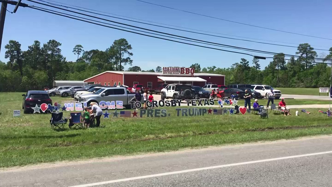 Crowds line Crosby streets for President Trump's historic visit | khou.com
