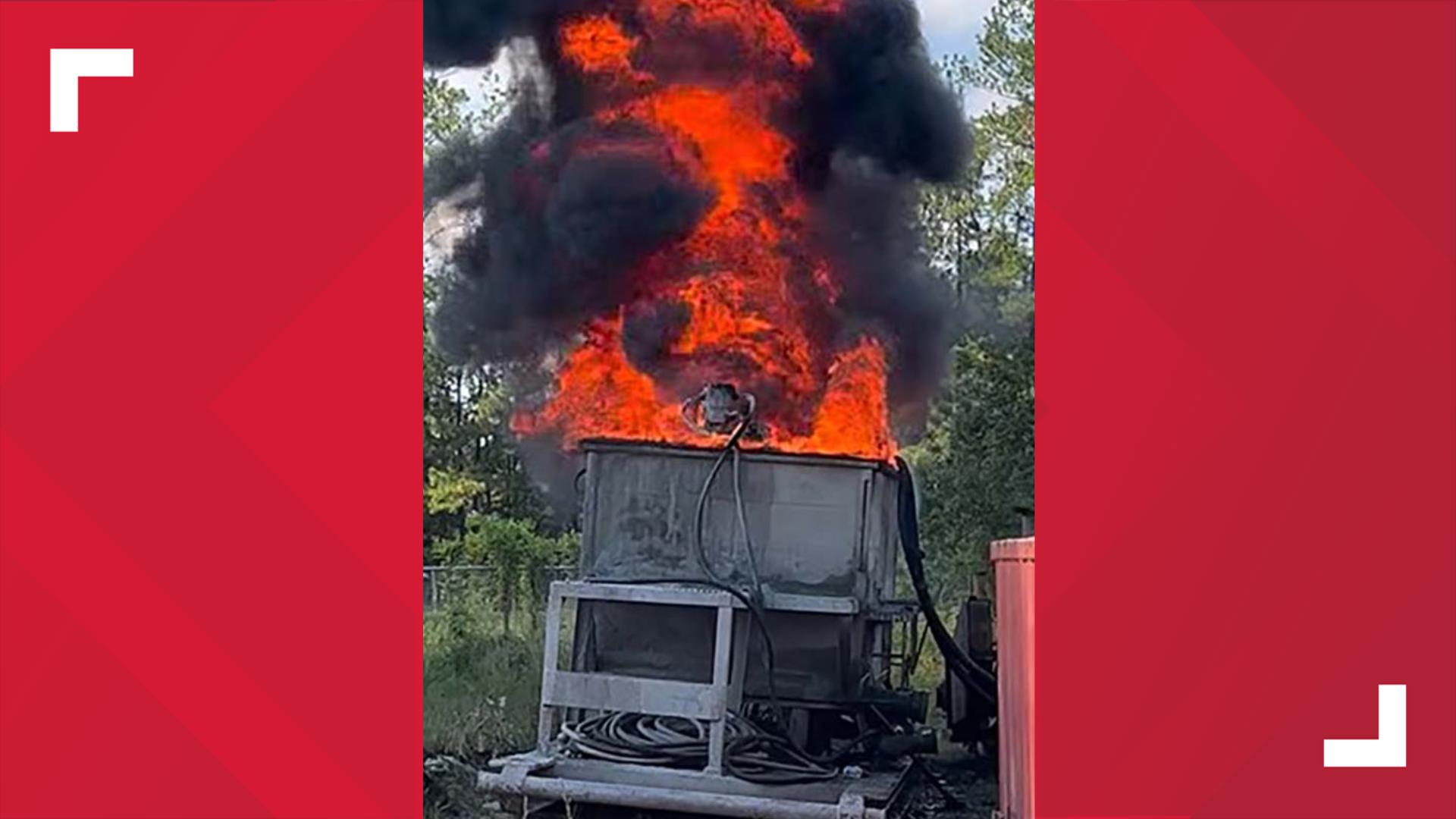 Oil well fire burns in Cleveland, Texas | khou.com