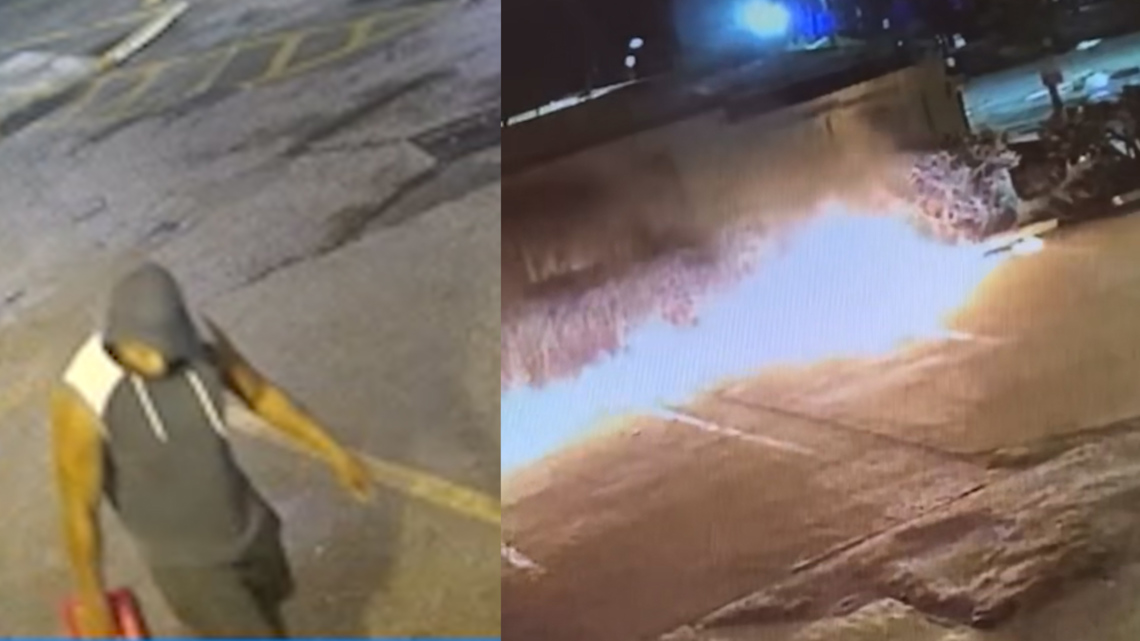 Surveillance video shows guy setting Houston bar on fire | khou.com