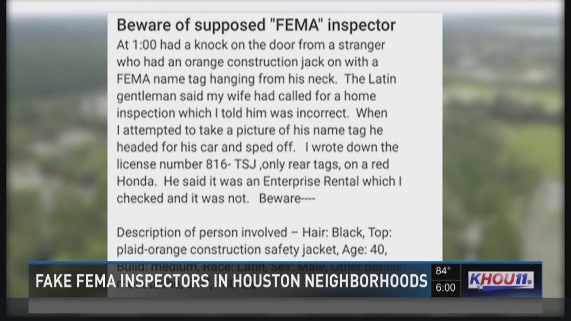 Fake FEMA inspectors spotted in Houston neighborhoods | khou.com