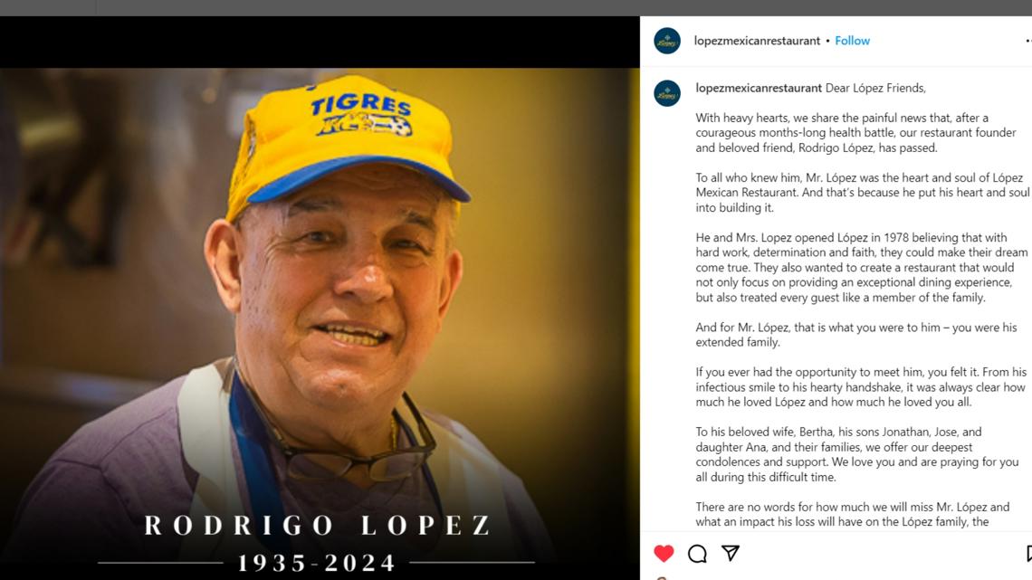 Beloved founder of López Mexican Restaurant dies | khou.com