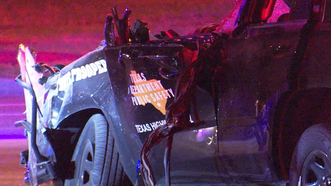 DPS Trooper crashes into 18-wheeler on Mason Road in Katy area | khou.com