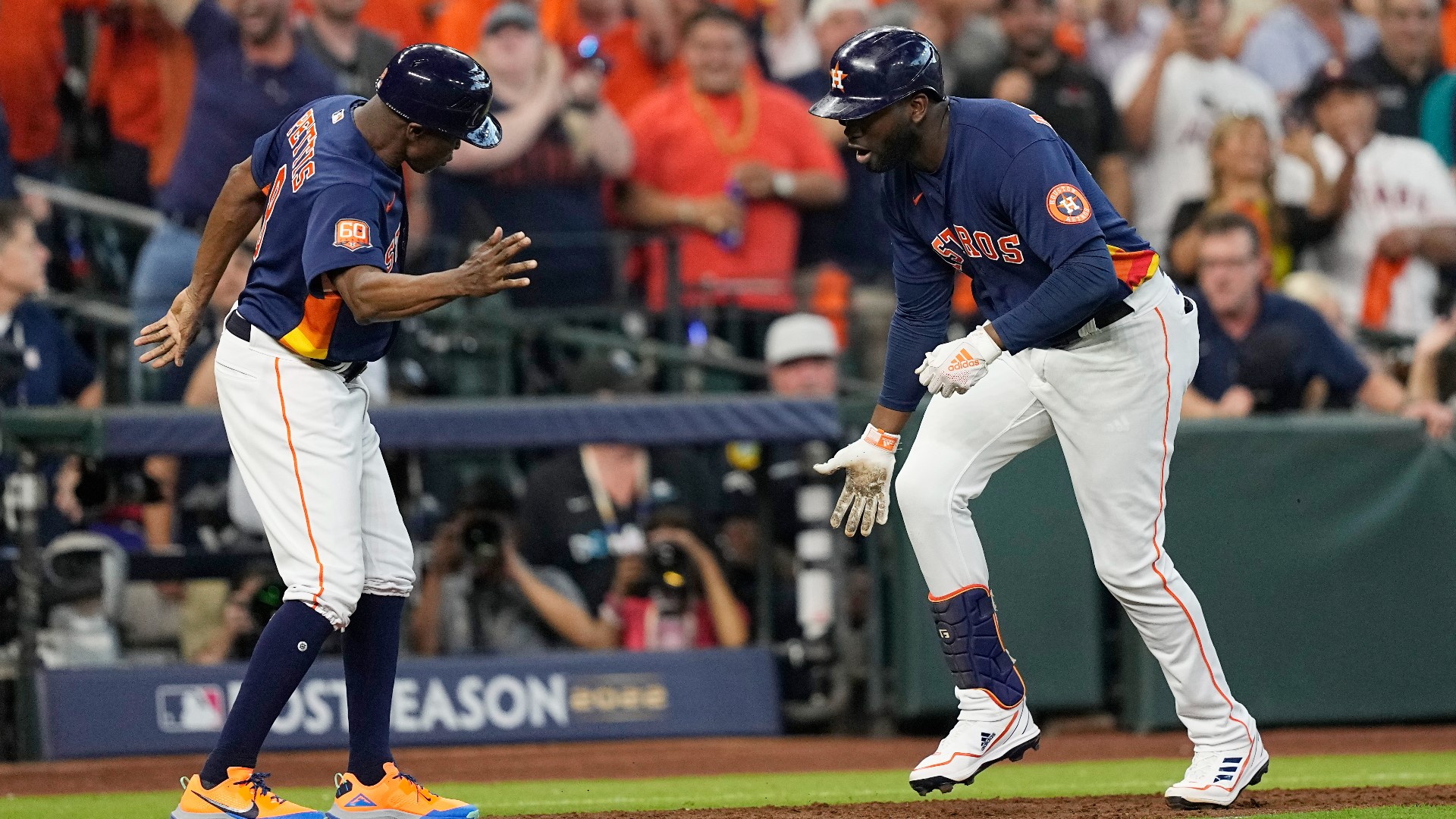 Astros ALCS Game 1 first pitch, national anthem, play ball call | khou.com