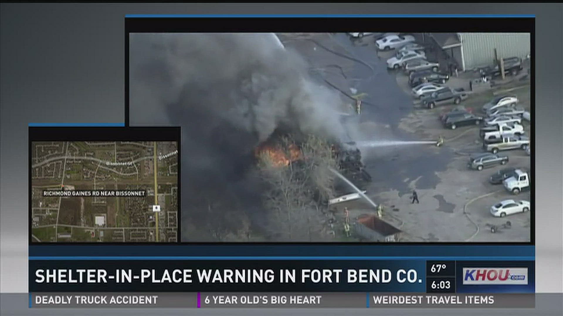 Shelter-in-place lifted following large fire near Sugar Land | khou.com