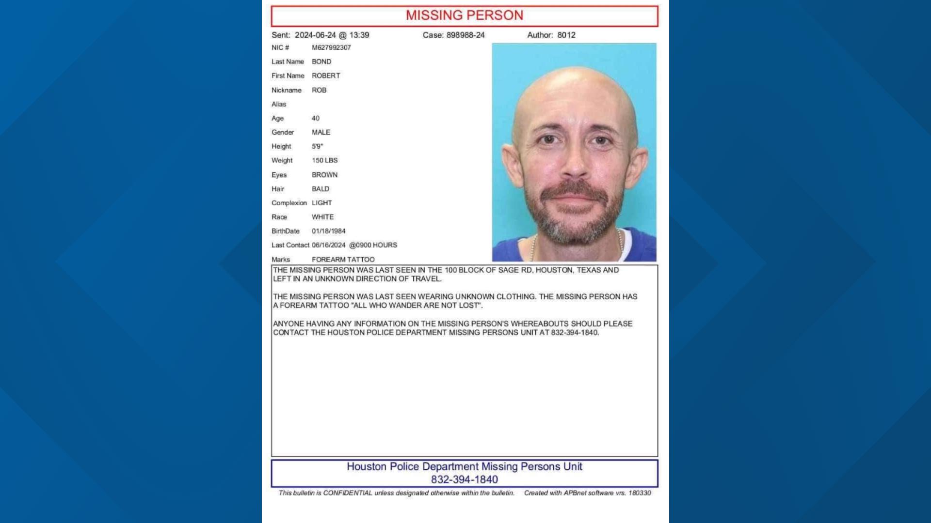 Robert Bond missing from Houston, Texas | khou.com
