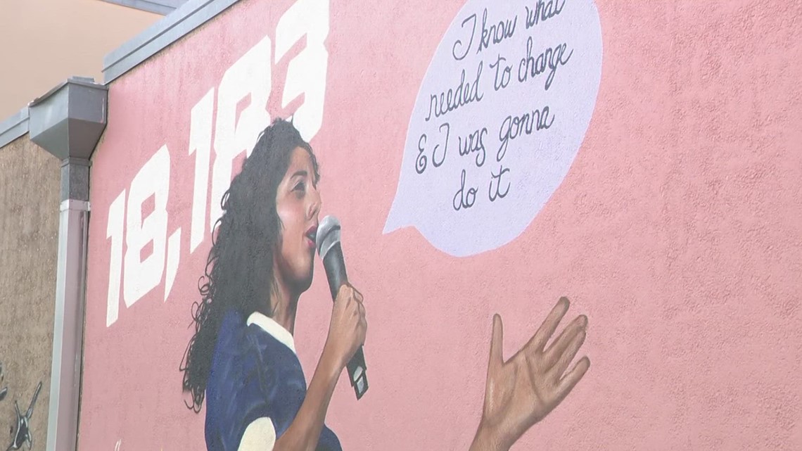 Harris County Judge Lina Hidalgo mural unveiled in Midtown | khou.com