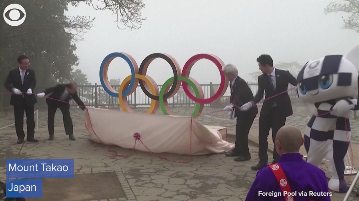 Statues of Olympic rings, Games mascots unveiled | khou.com