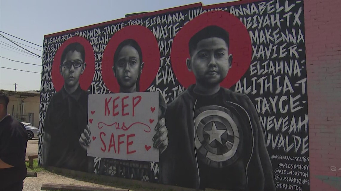 Houston artist reveals mural dedicated to Uvalde school shooting ...