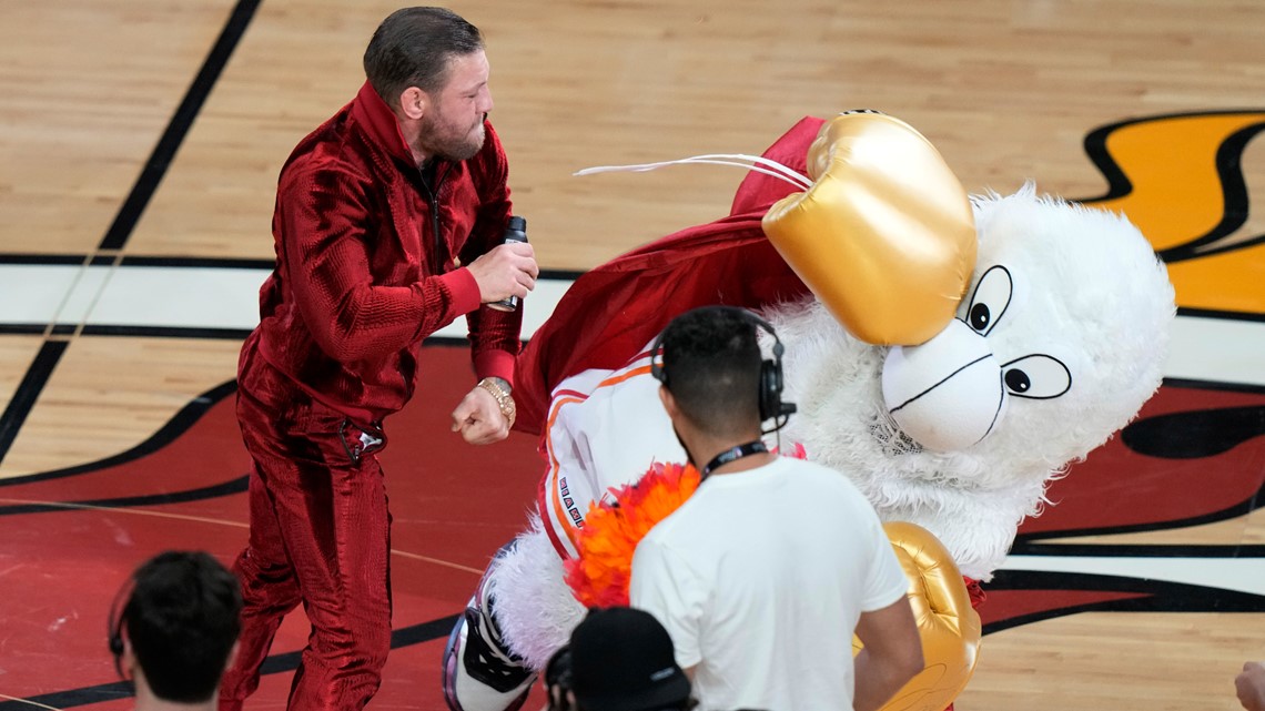 What happened to the Miami Heat mascot, decked by Conor McGregor ...