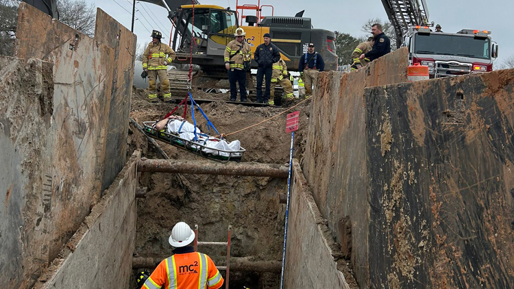 Worker falls into 20-foot trench near Humble | khou.com